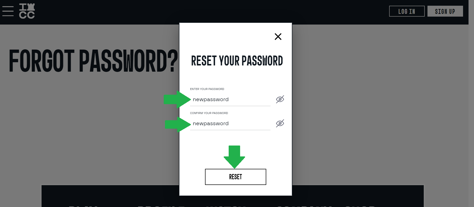 I forgot my password. How do I reset it? – ICC Chessclub.com
